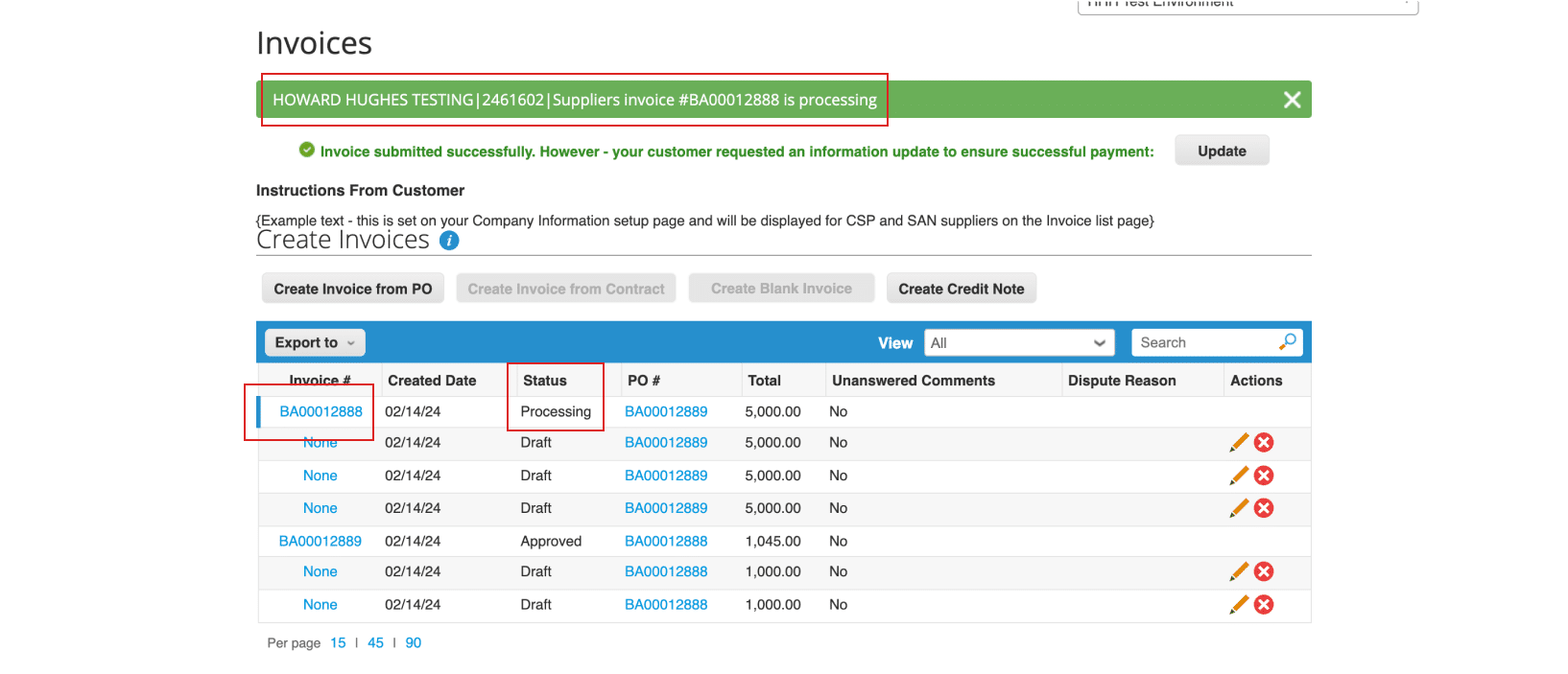 PO & Invoicing - Create/Submit Invoice · Howard Hughes
